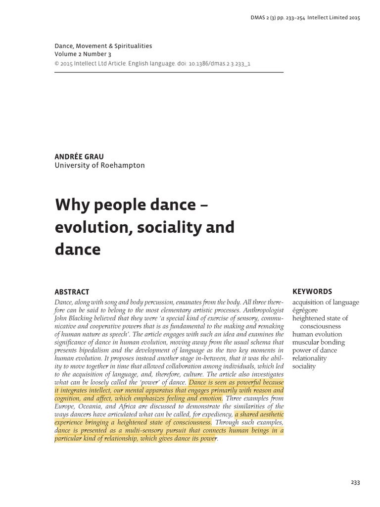 Evolutionary Significance of Dance | PDF | Dances | Bipedalism