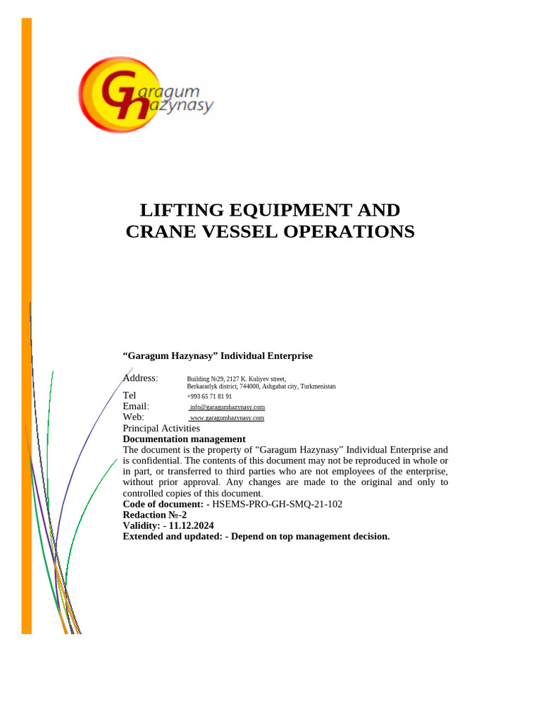 Hsems-pro-gh-smq-21-102 Lifting Equipment and Crane Vessel Operations | PDF | Crane (Machine ...