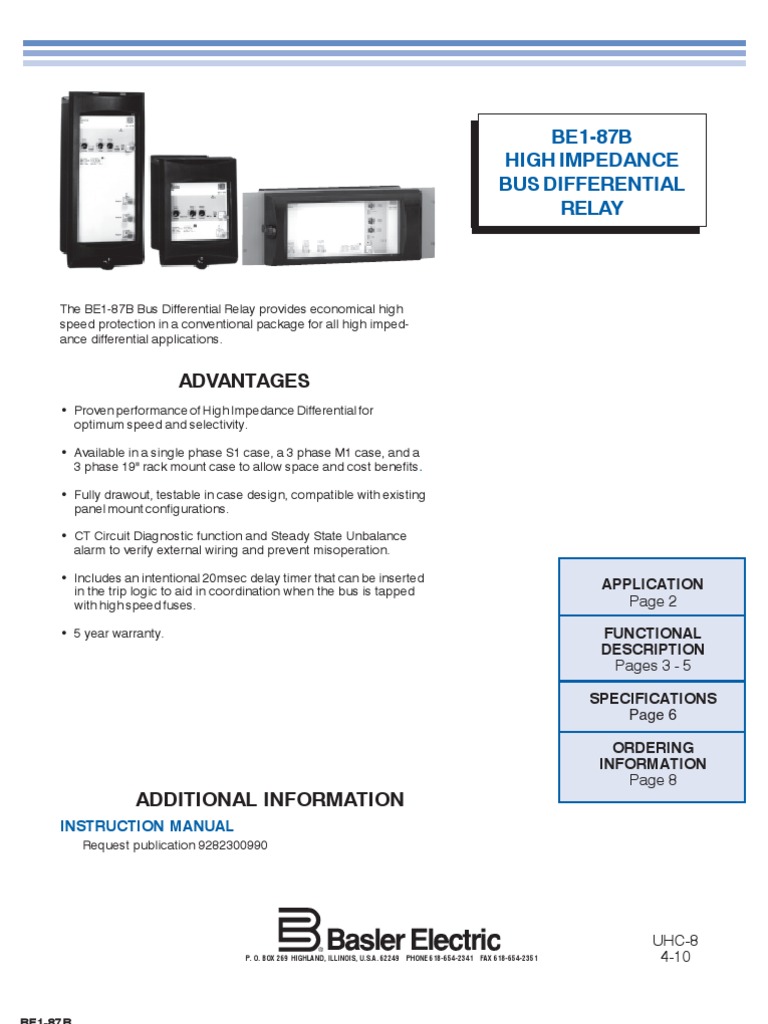 Basler BE1-87B Datasheet | Relay | Power Supply