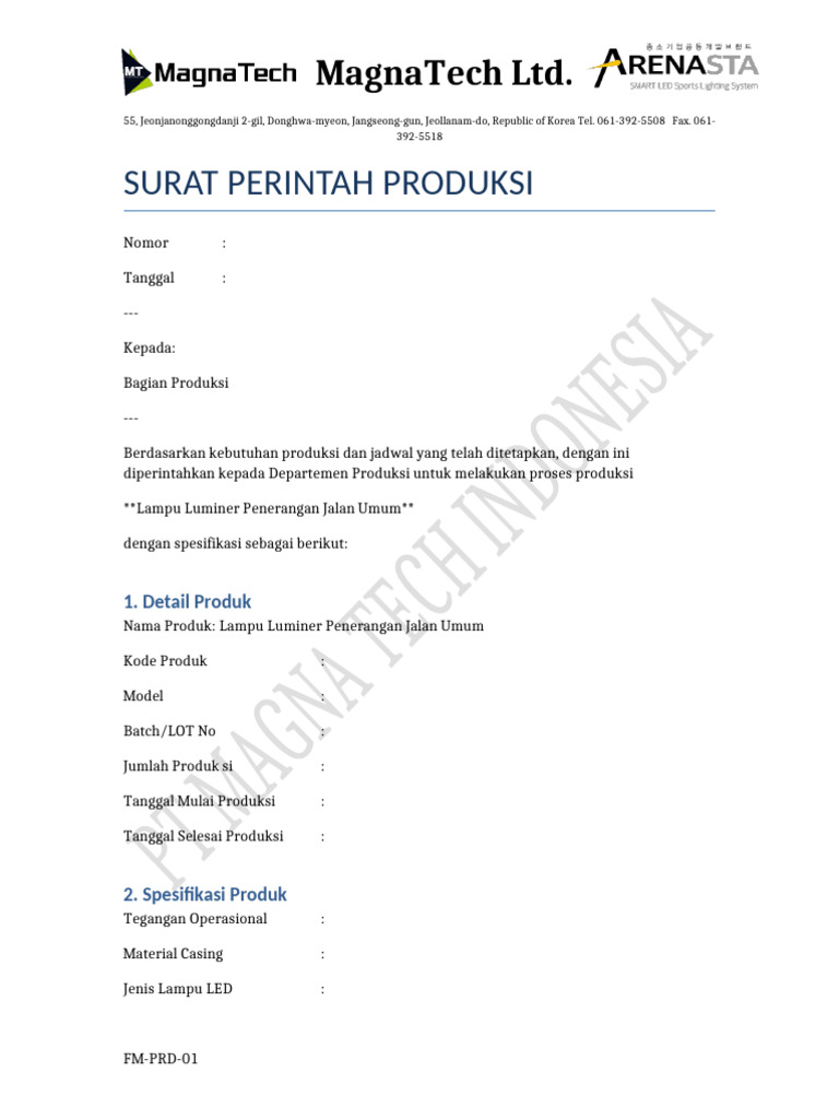 Surat_Perintah_Produksi_Lampu_Luminer | PDF