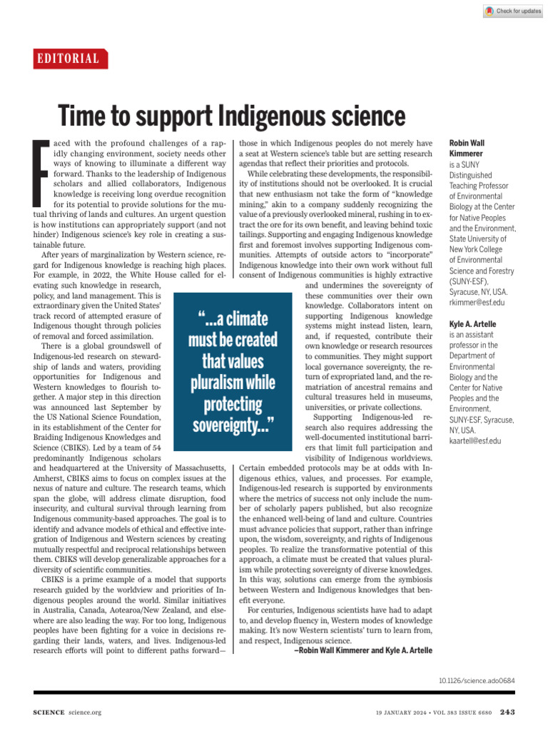 Elevating Indigenous Science for Sustainability | PDF | Indigenous ...