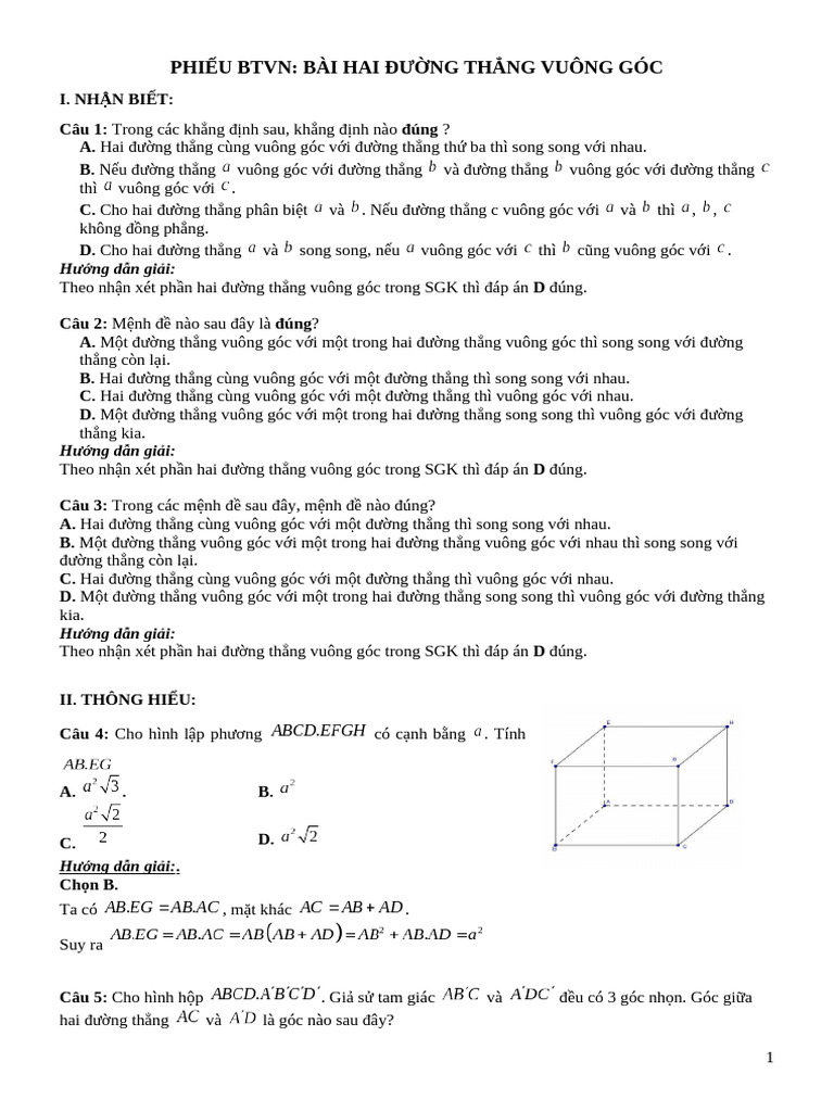 E11-11H3-BTCC-HAI-ĐƯỜNG-THẲNG-VUÔNG-GÓC-NGUYỄN THANH THẢO | PDF