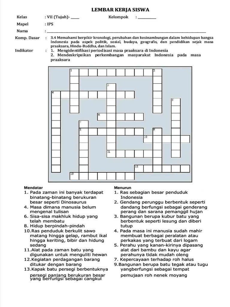 PDF LKPD Ips 7 Tts Masa Praaksara - Compress | PDF