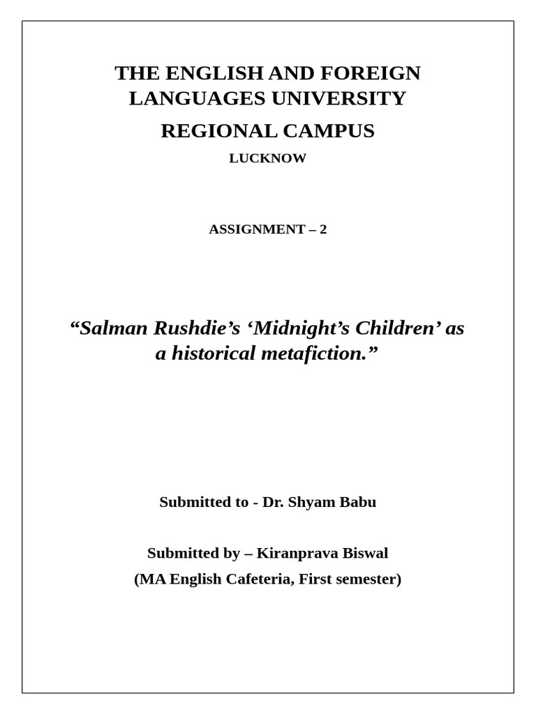 Midnight's Children Assignment | PDF | Narrative