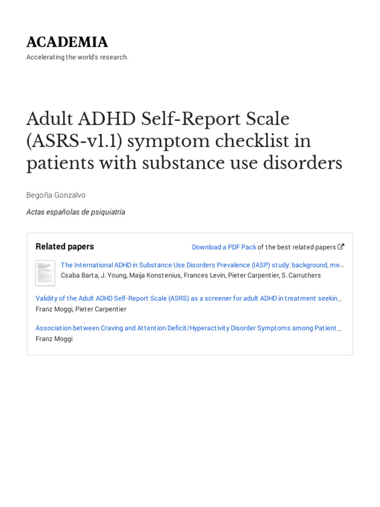 ASRS-v1.1 for ADHD in Substance Use Patients | PDF | Attention Deficit ...