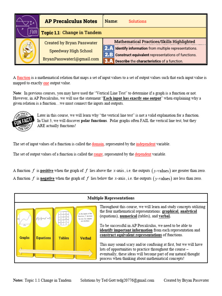 Notes Key Topic 1.1 Change in Tandem 2024 | PDF | Function (Mathematics ...
