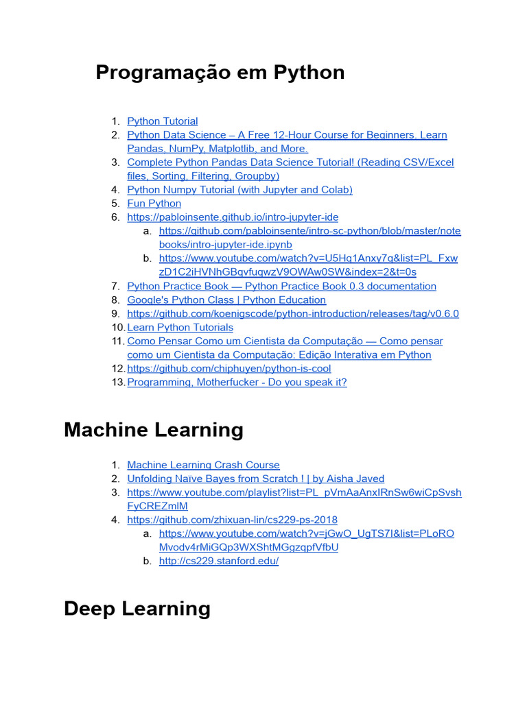 Lista de Cursos Data Science | PDF