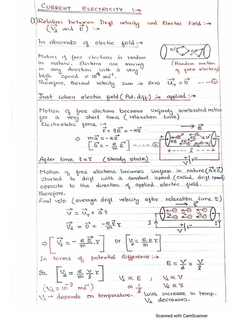 Current Electricity Notes | PDF