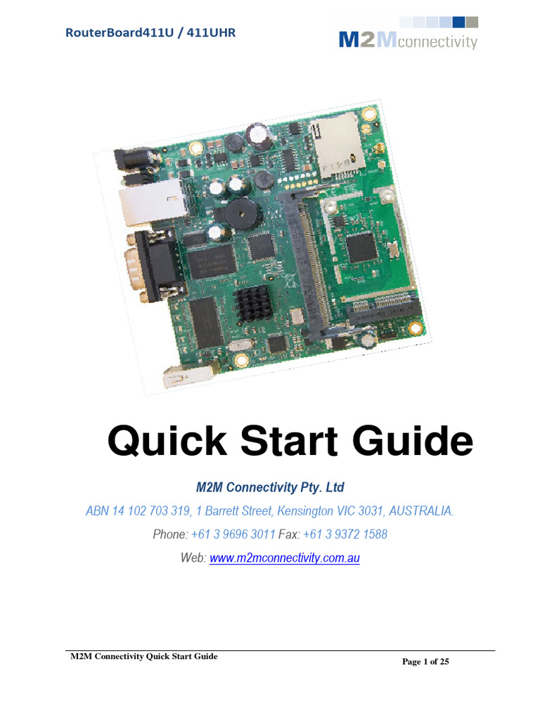 Quick Start Guide. M2M Connectivity Pty. Ltd | PDF | Ip Address | Computer Network