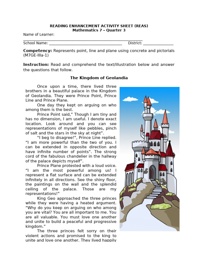 Geometric Concepts in Geolandia Story | PDF | Mathematics