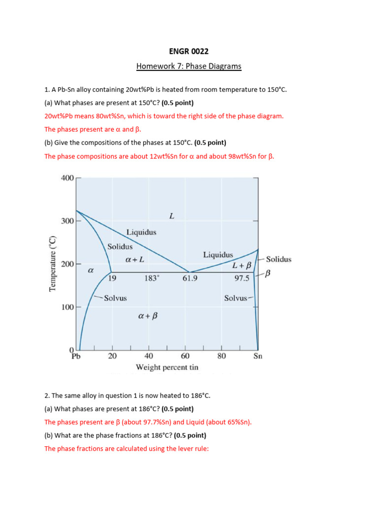 Phase Diagrams for Pb-Sn Alloys Analysis | PDF | Phase (Matter ...