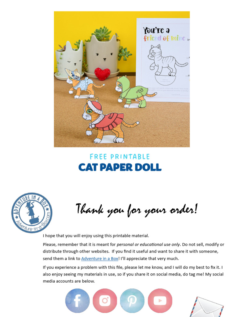 Free Printable Cat Paper Doll | PDF