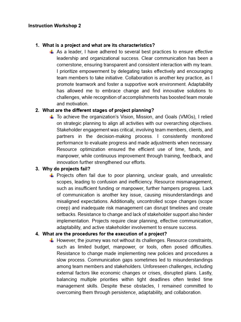 INSTRUCTION WORKSHOP 2 | PDF | Goal | Change Management
