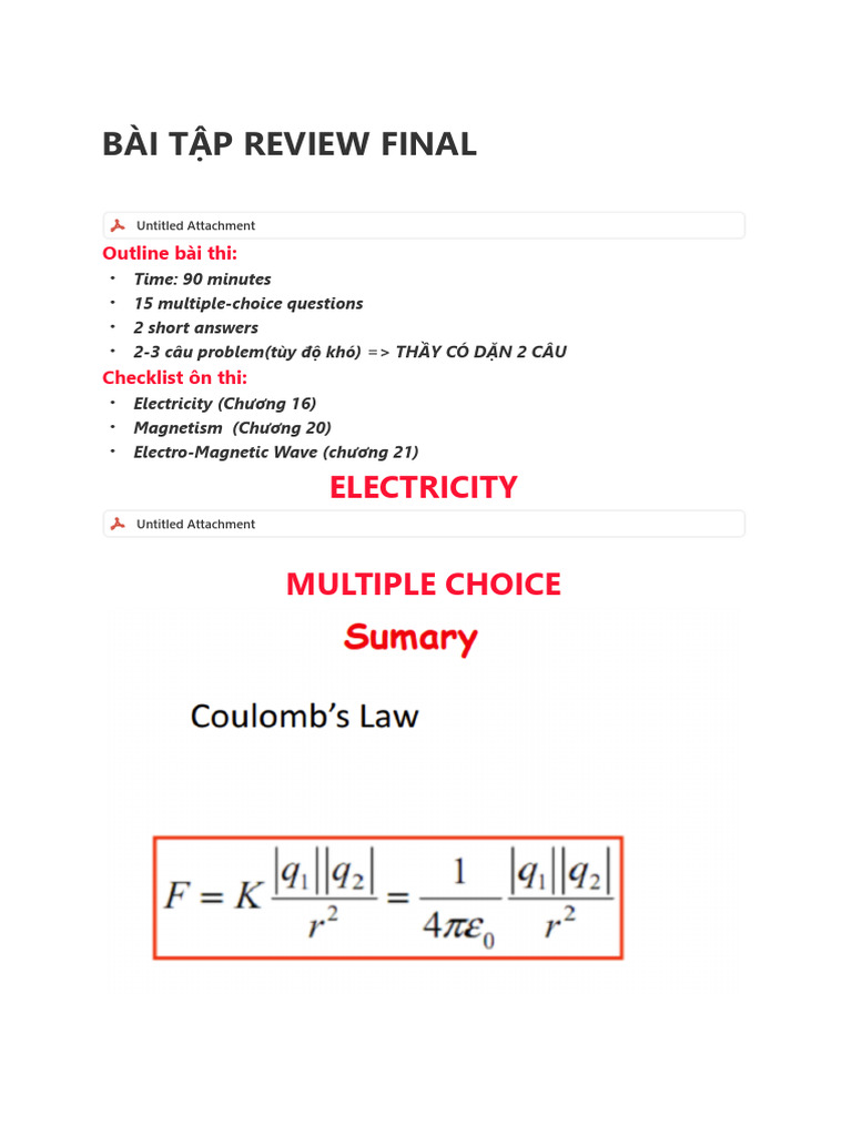 BÀI TẬP REVIEW FINAL | PDF