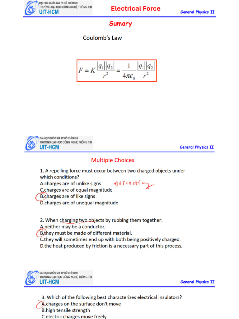 Electrical Forces and Magnetism Quiz | PDF