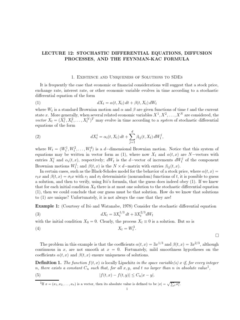 Feynman Kac Theorem | PDF | Stochastic Differential Equation | Brownian Motion