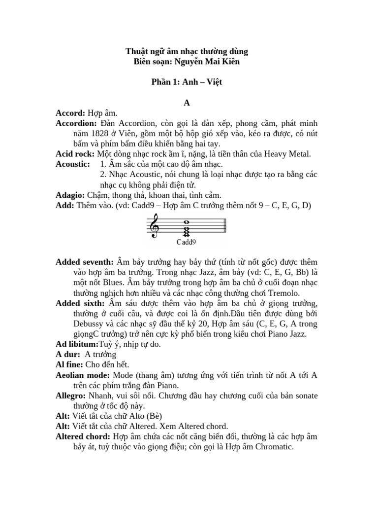 Thuat Ngu Am Nhac E-V Uni | PDF