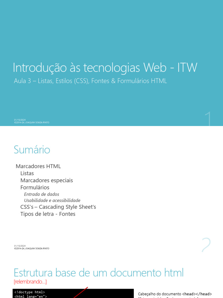 Aula 3 - Formulários HTML CSS (2) | PDF | Html | Desenvolvimento Web
