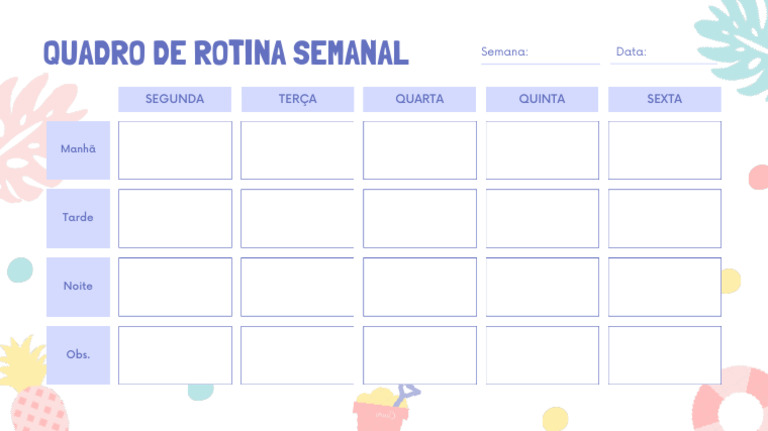 Quadro de rotina semanal (2) | PDF