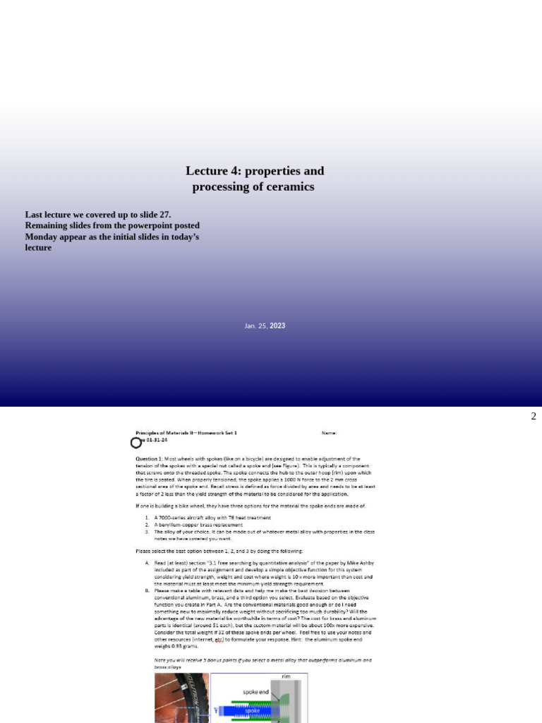 Lecture 4-01-22-24 Ceramics Shared | PDF | Glasses | Silicon Dioxide