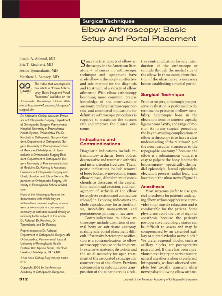 10.1097@00124635 200605000 00007 | PDF | Elbow | Anatomical Terms Of Location