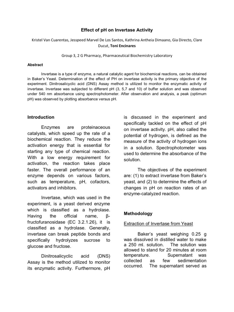 Invertase Enzyme Activity in Yeast | PDF | Wellness