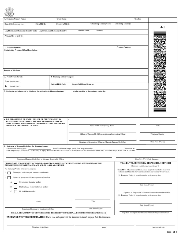 Ejemplo DS-2019 Completado | PDF | Travel Visa | Insurance