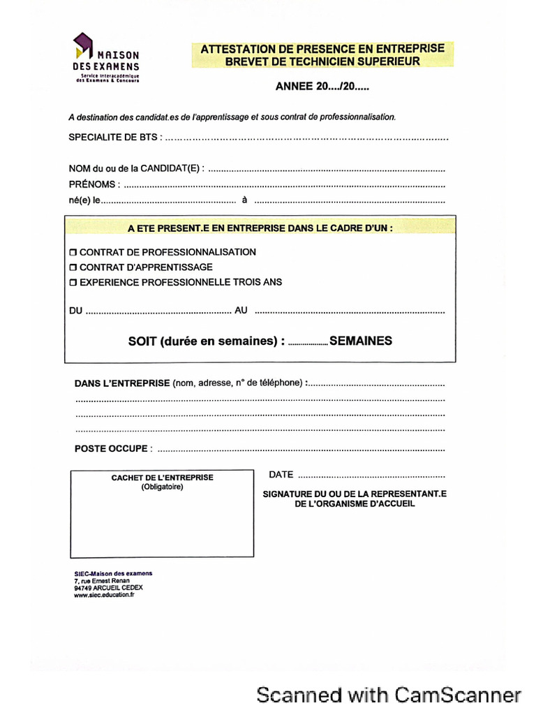 Attestation de présence | PDF