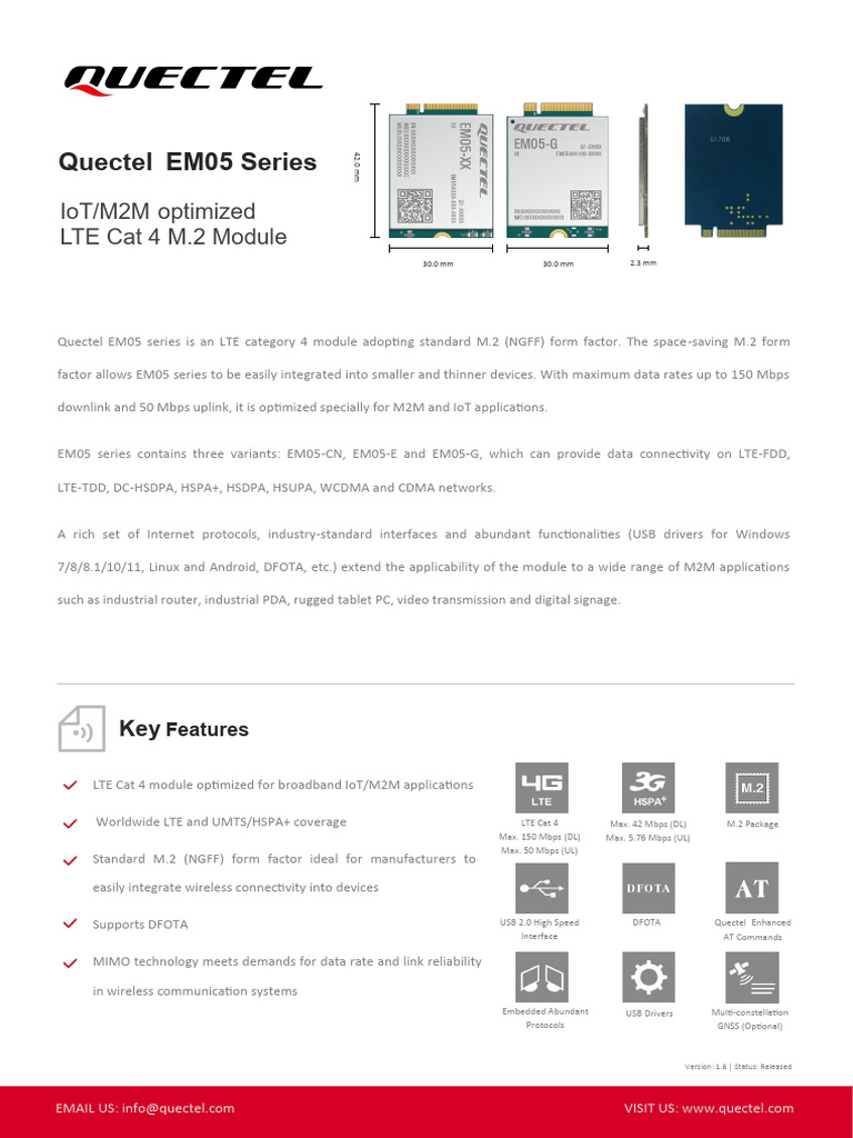 Quectel EM05 Series LTE Standard Specification V1.6-1 | PDF | High Speed Packet Access ...