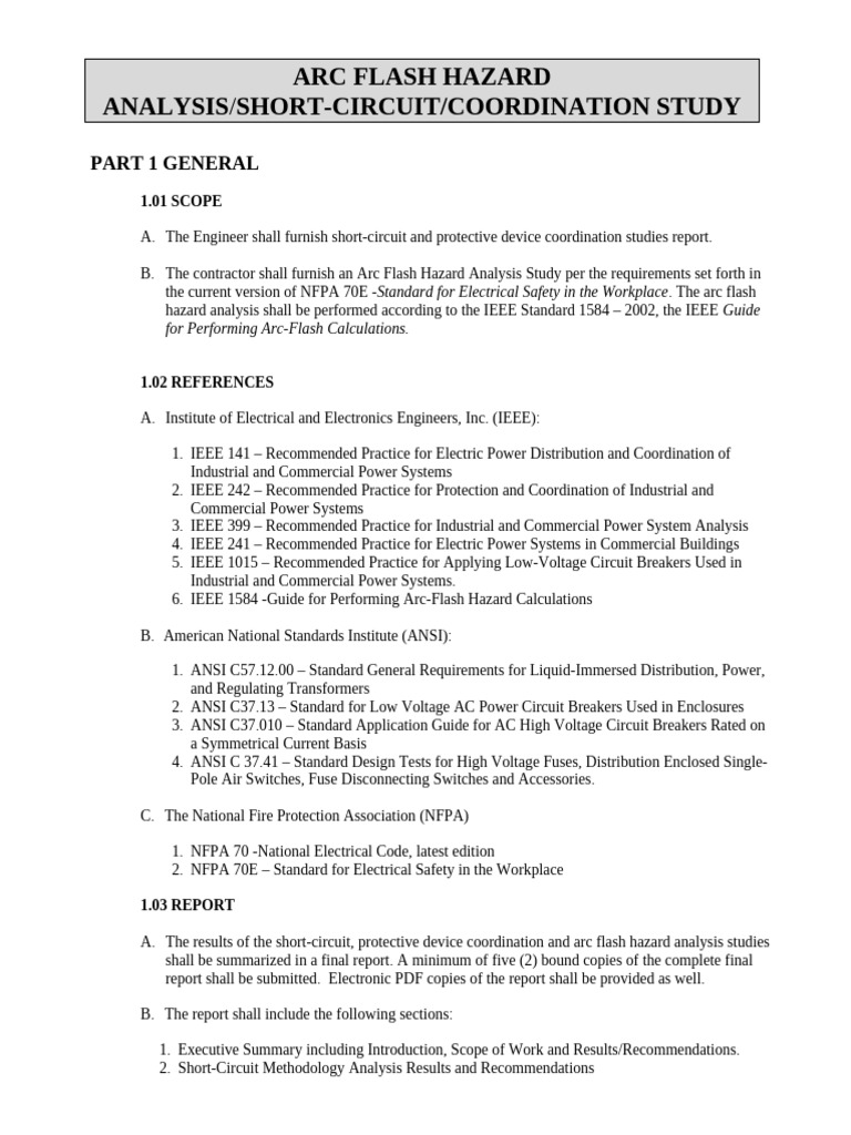 ARC FLASH SPECS | PDF | Fuse (Electrical) | Electrical Components