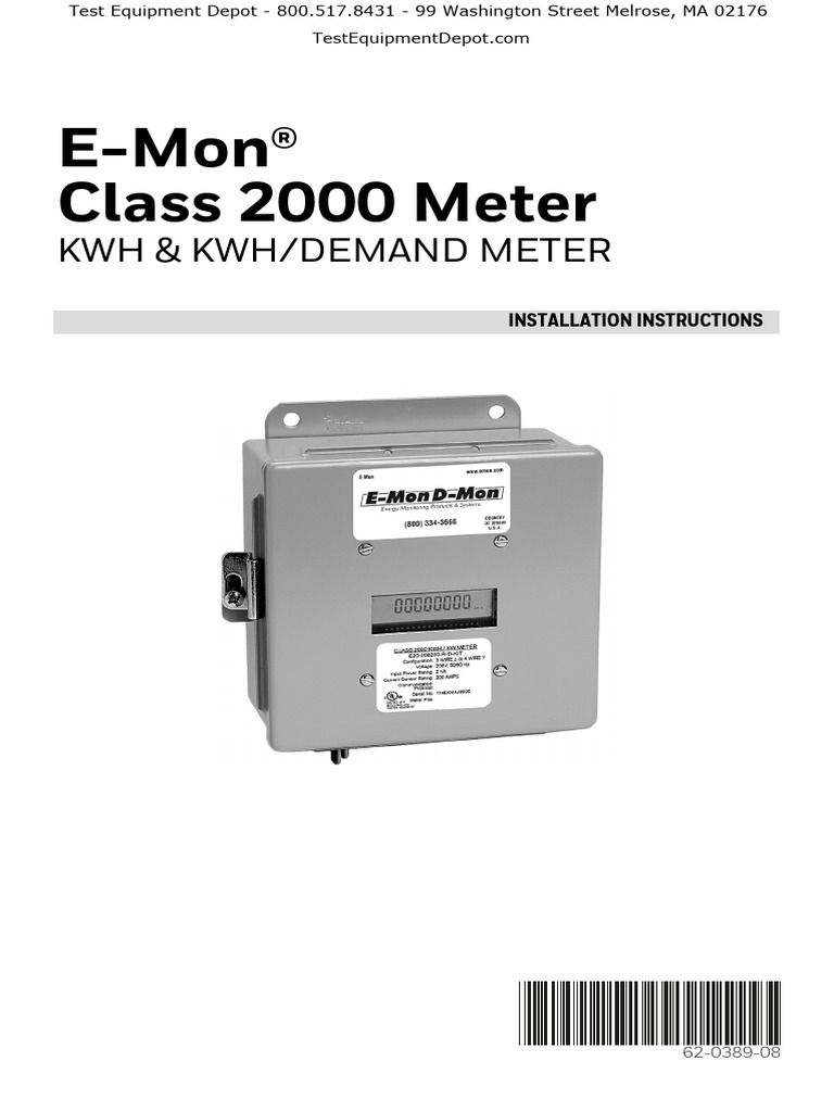 E-Mon Class 2000 Meter Installation Guide | PDF | Electrical Wiring ...