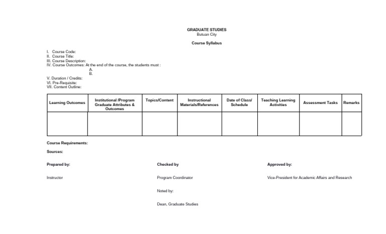 Revised OBE Syllabus Format 2024 | PDF