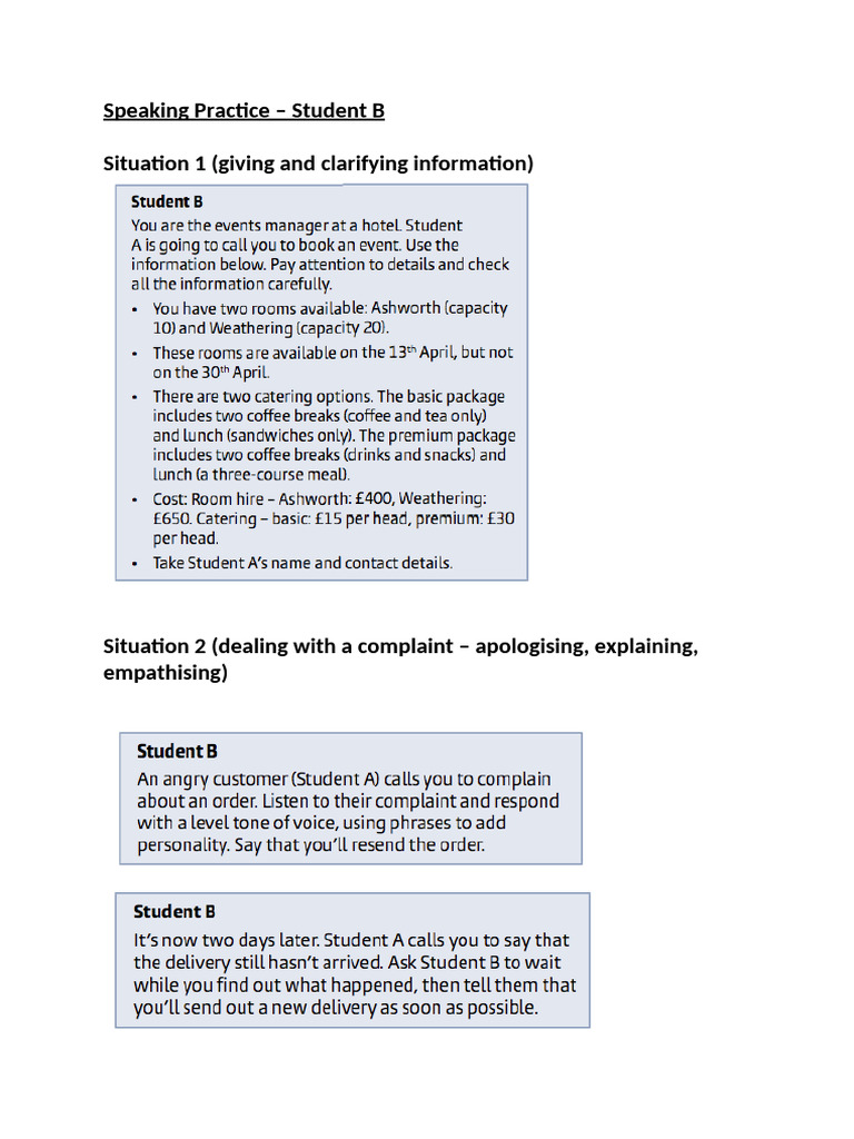 Speaking Practice B | PDF