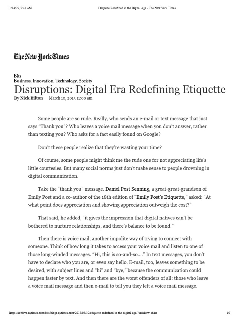 Digital Etiquette in Modern Communication | PDF | Voicemail | Text ...