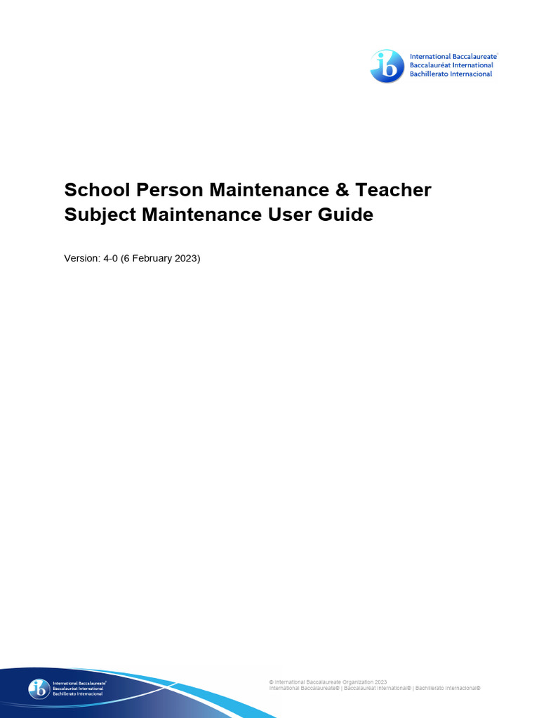 School Person Maintenance and Teacher Subject Maintenance User Guide ...