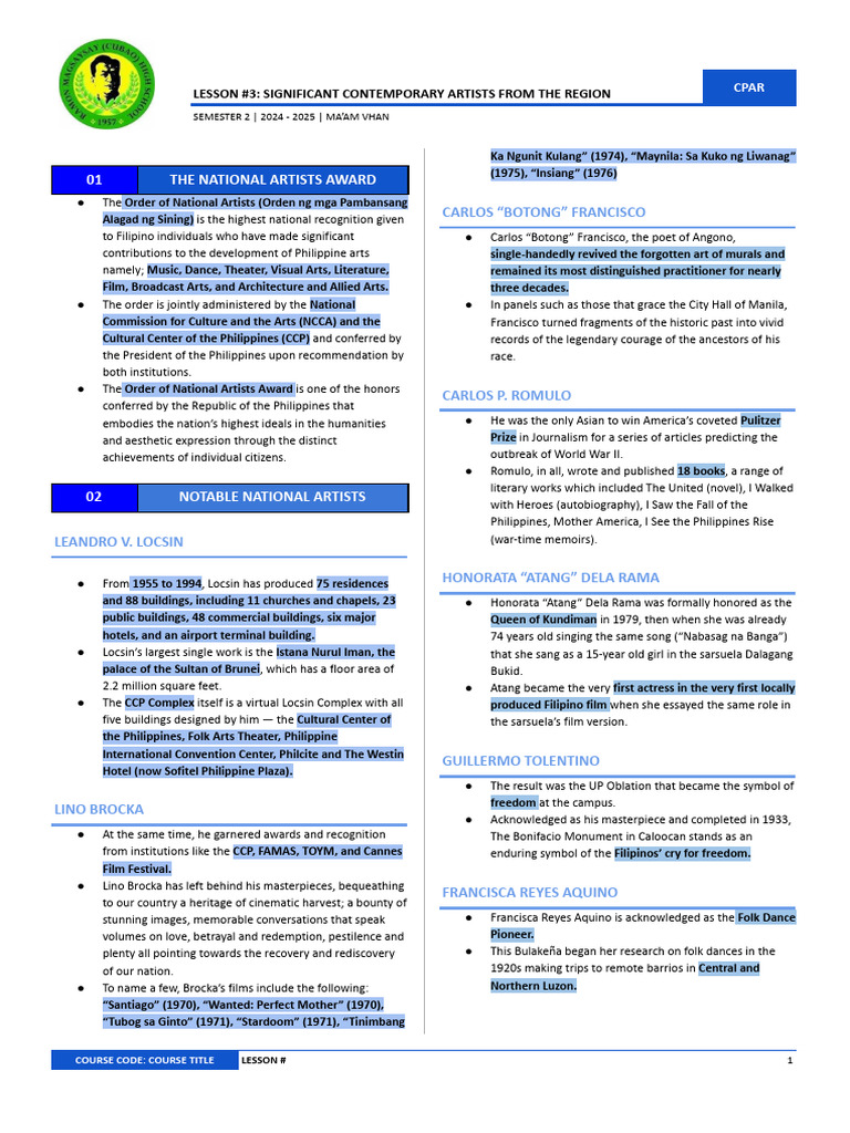 CPAR-Q3-M3-REVIEWER | PDF | Weaving | Philippines