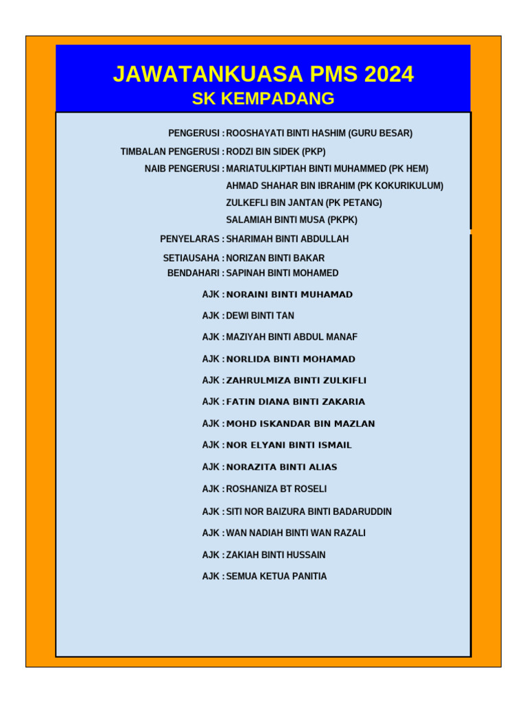 Jawatankuasa Pms 2024 | PDF