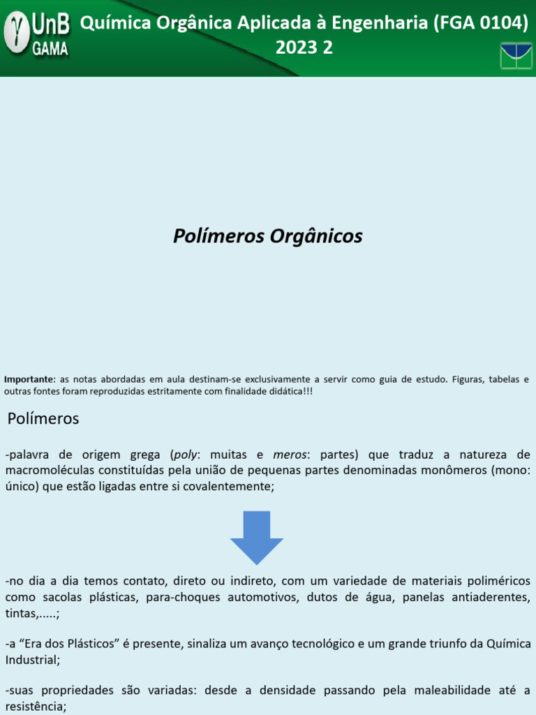 Polímeros Orgânicos: Tipos e Aplicações | PDF | Polímeros | Polietileno