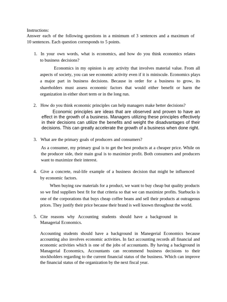 Activity 1 Managerial Economics | PDF | Economics | Economies