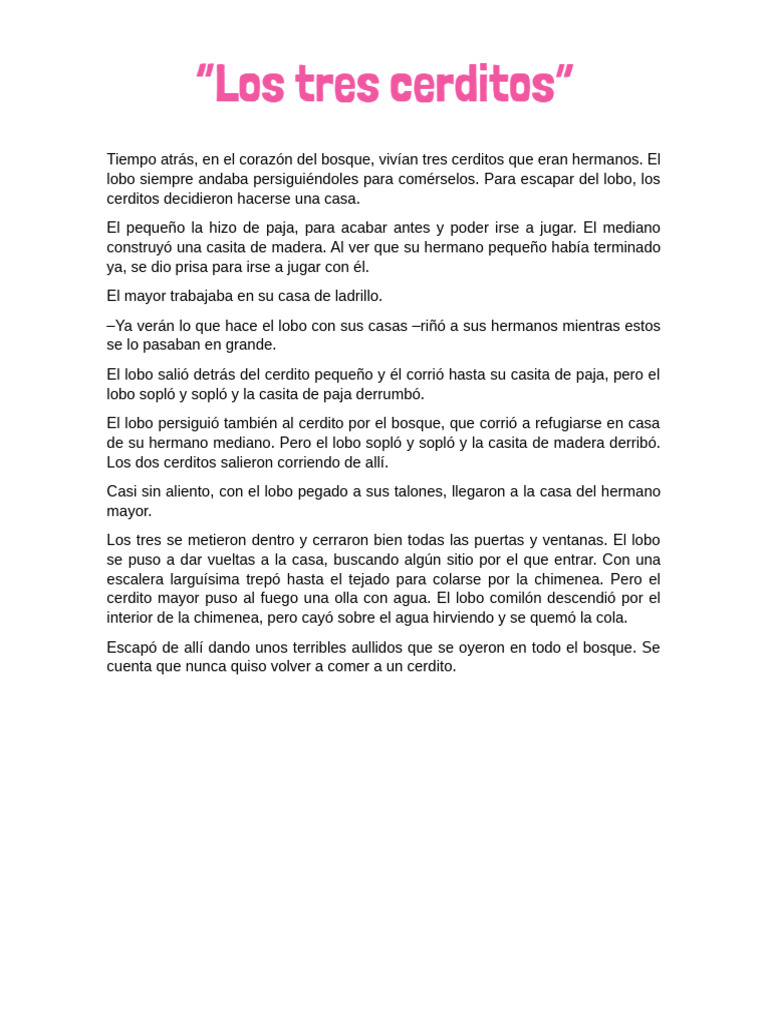 Cuento de los Tres Cerditos | PDF