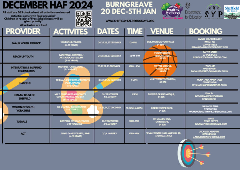 December 2024 Youth Activities Sheffield | PDF