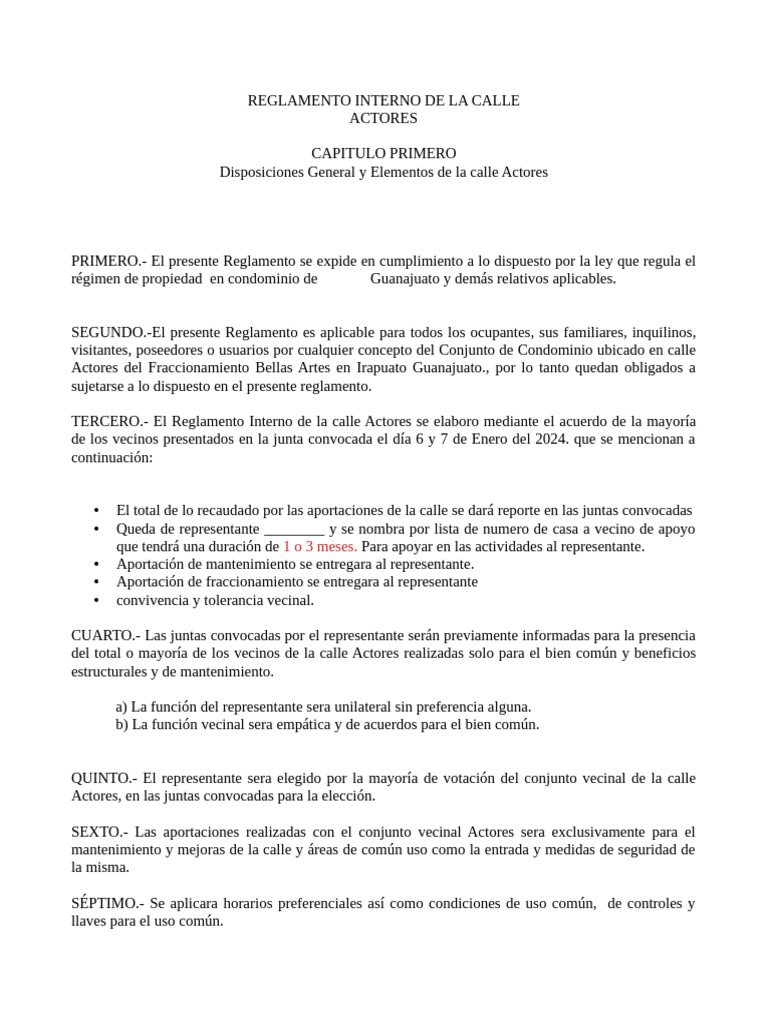 Reglamento Interno | PDF | Condominio | Multa (pena)