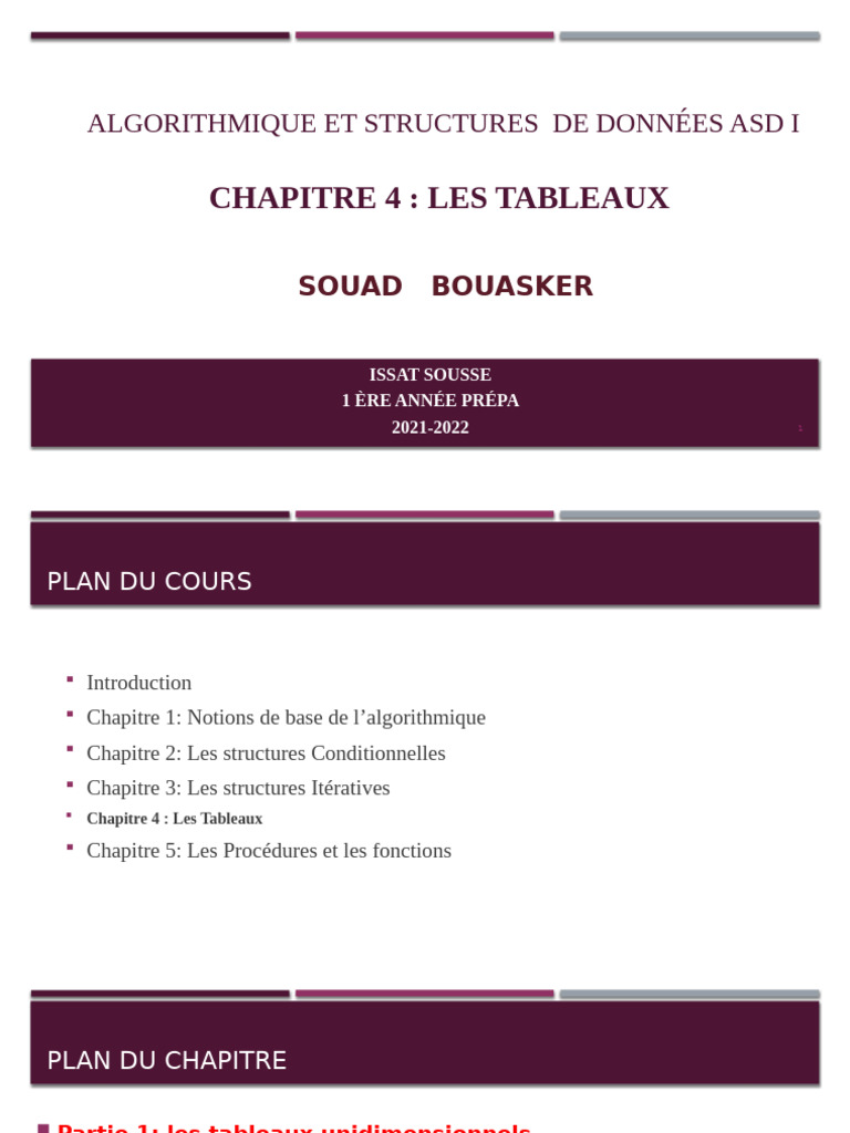 Cours Chap4 P1 Tableaux | PDF | Langage de programmation | Mathématiques