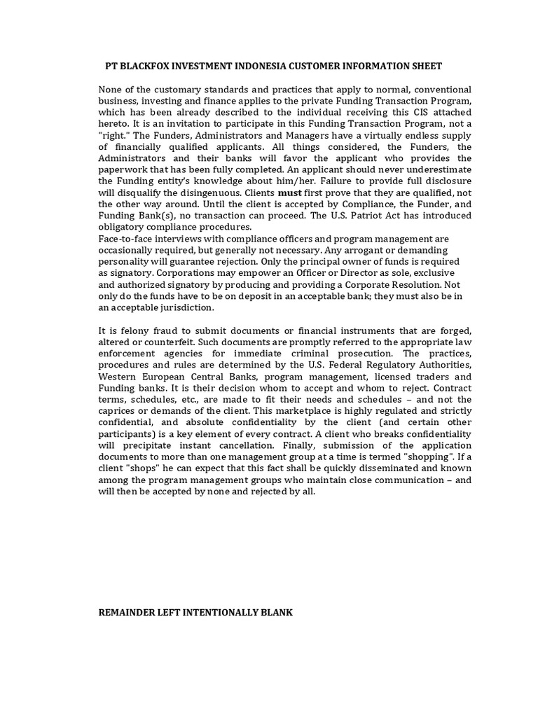 Pt Blackfox Cis-2024 | PDF | Regulatory Compliance | Banks