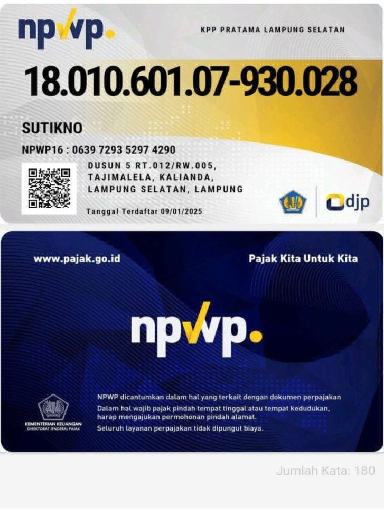 Sutikno - NPWP | PDF