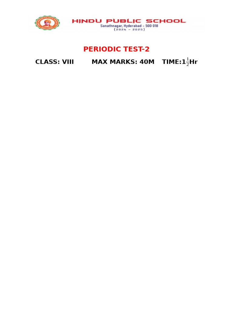 Class Viii - PT-2 - Time Table | PDF