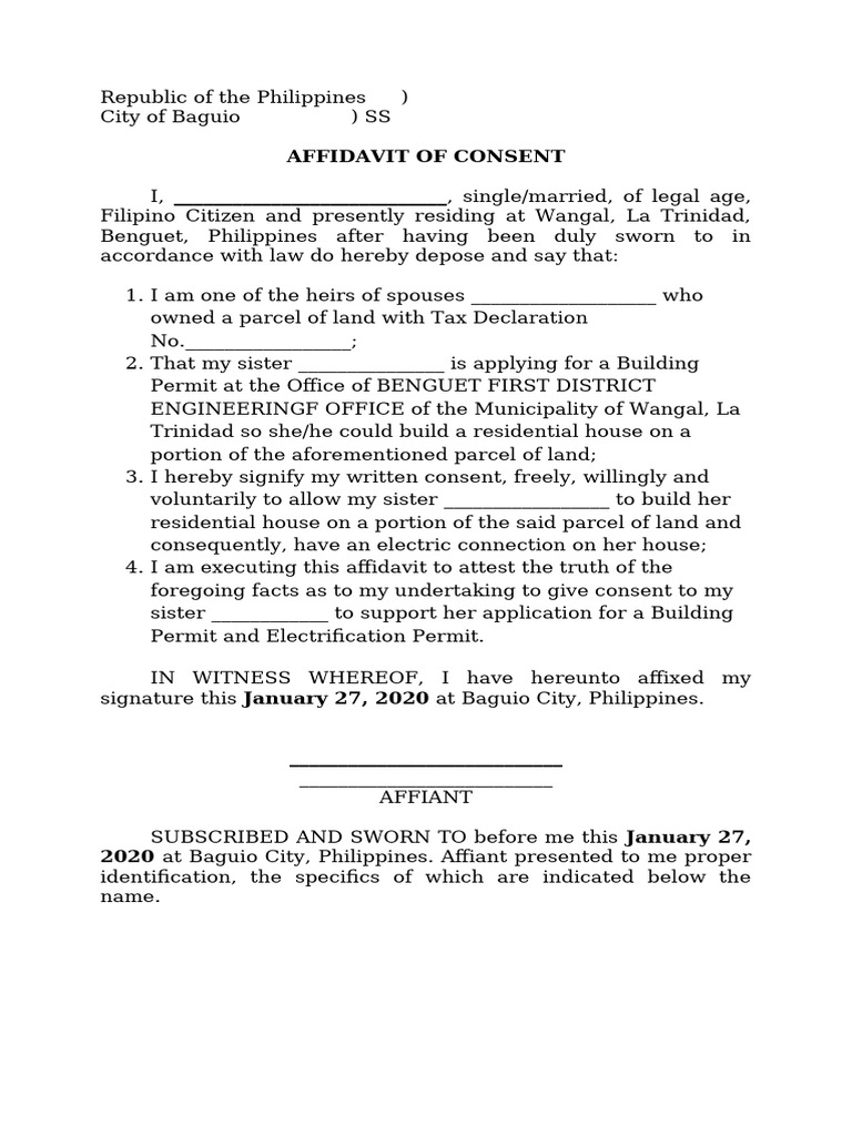Affidavit of Consent - BLDG Permit | PDF