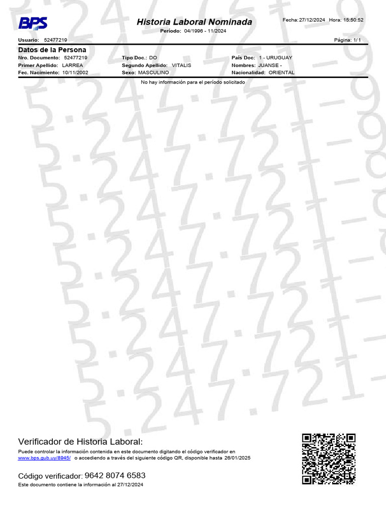 HistoriaLaboral 52477219 199604 202411 | PDF