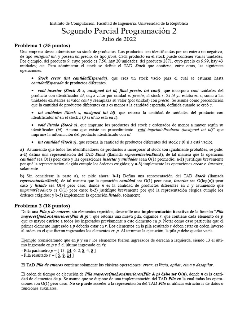 Parcial2 P2 2022 Letra Solucion | PDF | Ciencias de la Computación | Informática
