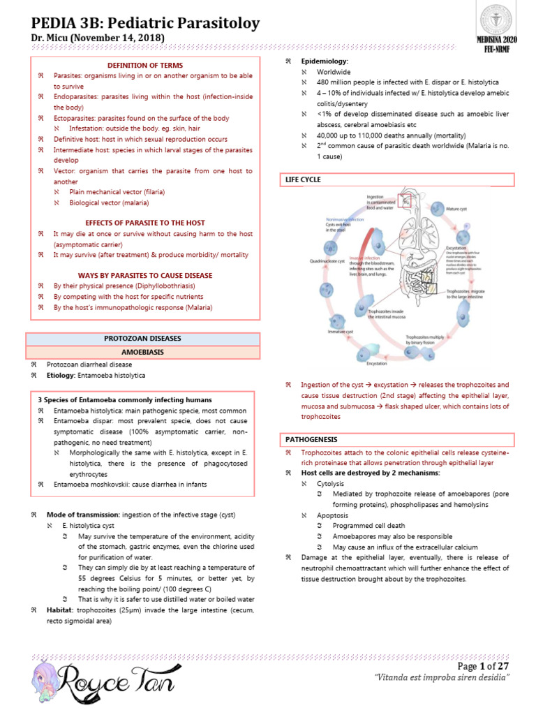 1.1pedia 3B Pediatric Parasitology Dr. Micu Royce EDITED | PDF ...